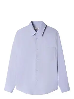 Sandro Oversized Long-sleeve Stretch Cotton-blend Shirt - Blue Grey