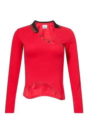 VIVIENNE WESTWOOD Glory Asymmetric Cotton Polo Shirt - Red