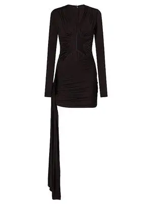 David Koma Star Ruched Stretch-jersey Mini Dress - Black