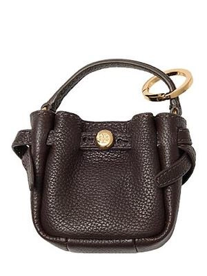Tory Burch Romy Leather Bucket Bag Charm - Deep Brown