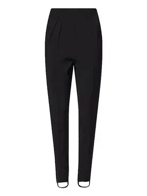 MUGLER Pleated Stirrup-cuff Wool-blend Leggings - Black