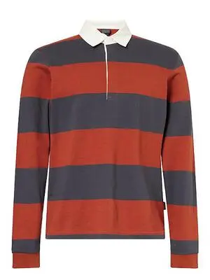 Patagonia Striped Long-sleeve Cotton Polo Shirt - Rusty Red