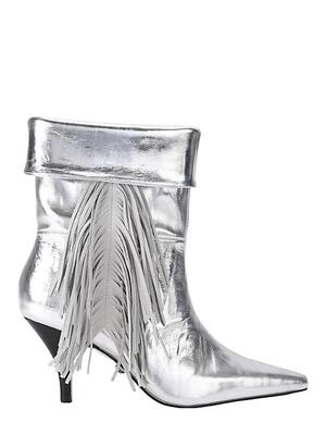 Kurt Geiger Piccadilly Slouch Heeled Leather Ankle Boots - Silver