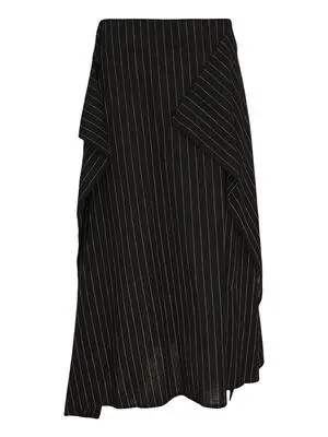 Y’s O-wrap Flare Skirt - Black