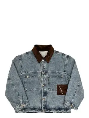 CHARLES JEFFREY Denim Jacket With Corduroy Collar - Blue