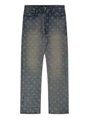 Amiri Crystal Burst Ma Paisley Straight Jean - Blue