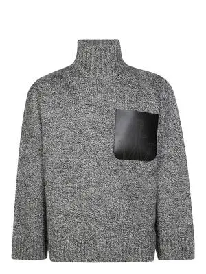 JW Anderson Turtleneck Sweater With Chest Pocket - Grigio