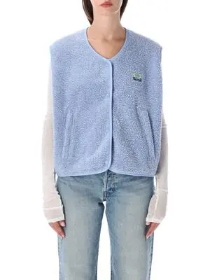 American Vintage Fleece Button-front Vest - Blu