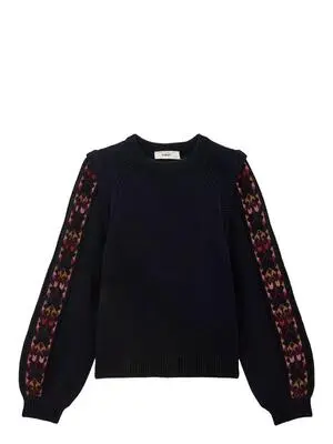 Ba&sh Elda Embroidered Ruffle-trim Sweater - Blue