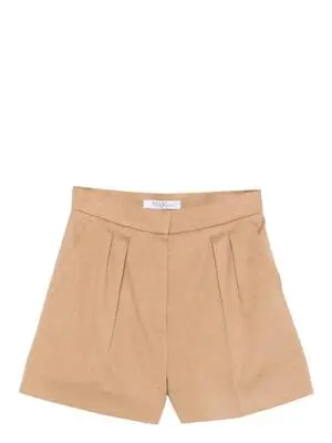 Max Mara Camel Hair Shorts With Zip And Hook Closure - Marrone