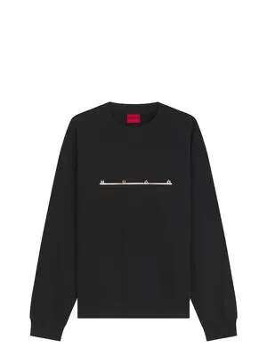 Hugo Cotton Sweatshirt With Spaced Logo Print - Black