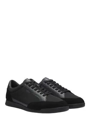 BOSS Mixed-material Sneakers With Stitched Detailing - Black