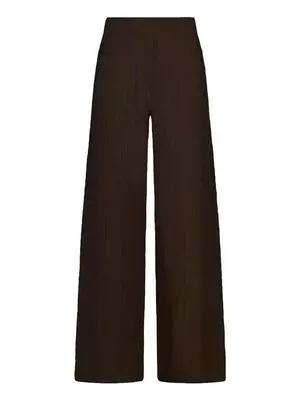 Agnona Cable-knit Wide-leg Trousers - Brown