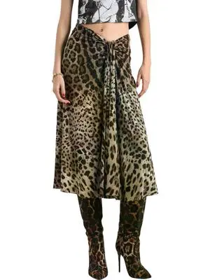 DOLCE & GABBANA Leo-Print Viscose Jersey Skirt