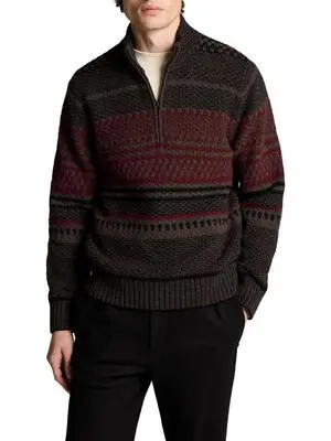 Vince Merino Wool-blend Variegated Jacquard Quarter-zip Sweater - Black Combo
