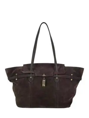 Borbonese Premiere Padlock-detail Suede Tote Bag - Brown