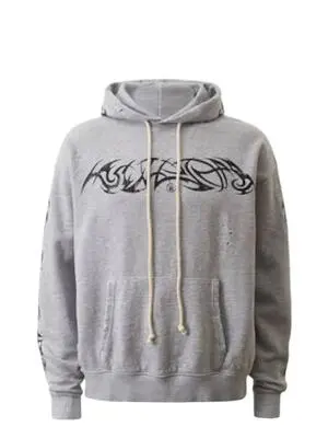 HELLSTAR Tribal Flame Logo Hoodie - Grey