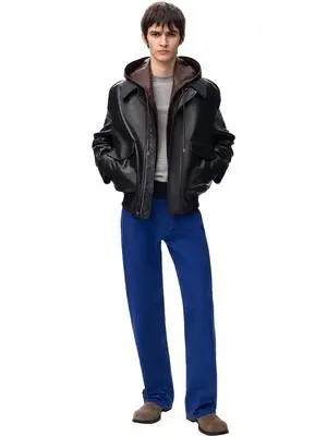 Loewe Hooded Nappa Lambskin Jacket - Navy Blue