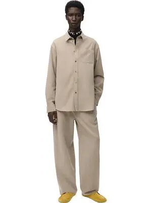 Loewe Drawstring Trousers In Wool And Cotton - Beige