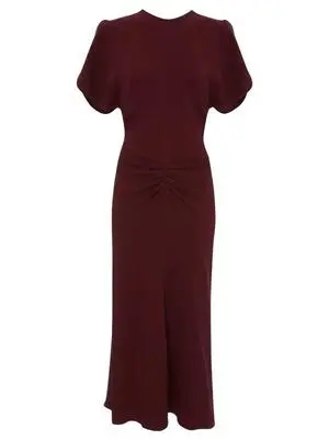 Victoria Beckham Bela Ruched Midi Dress - Red