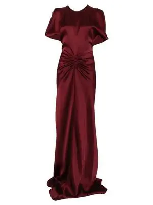 Victoria Beckham Ruched Maxi Dress - Red