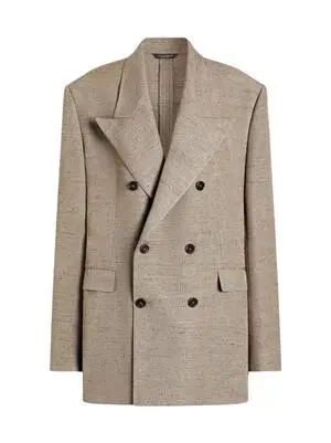 Dolce & Gabbana Viscose And Linen Blend Tweed Effect Double-breasted Jacket - Multicolor
