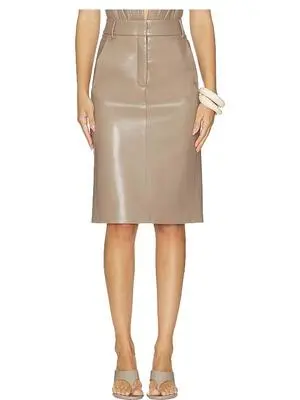Andamane Faux Leather Pencil Skirt - Greige