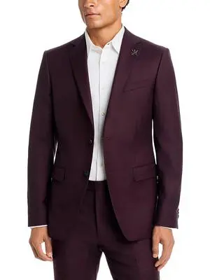 John Varvatos Sharkskin Slim Fit Wool Suit Jacket - Red