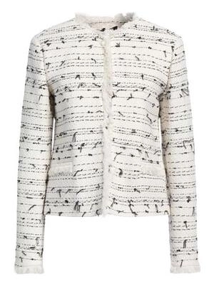 Liu Jo Cotton-blend Tweed Fringe Jacket - White