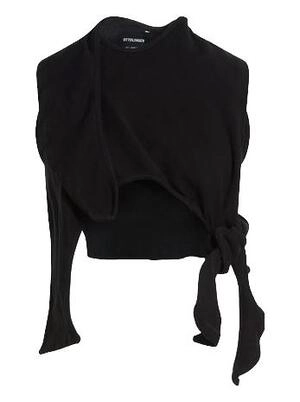 Ottolinger Ribbed Jersey Tuxedo Collar Top - Black