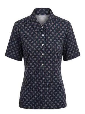 Tory Burch Printed Cotton Jersey Polo Shirt - Blue