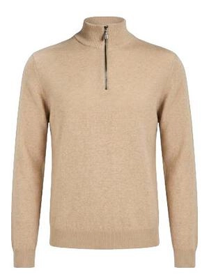 Alpha Studio Cashmere Half-zip Sweater - Beige