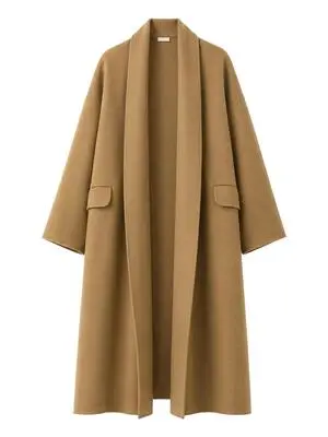 FRONT ROW SHOP Oversized Double Faced Scarf Coat - Brown