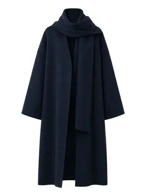 FRONT ROW SHOP Oversized Double Faced Scarf Coat - Blue