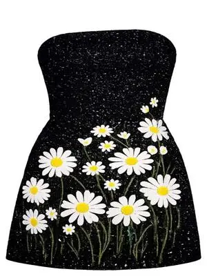 LABELFIORA Daisy Embellished Strapless Mini Dress - Black