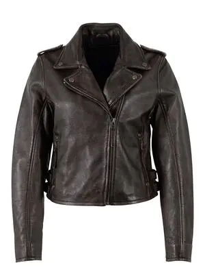 Mauritius Antique Leather Moto Jacket Katica - Brown