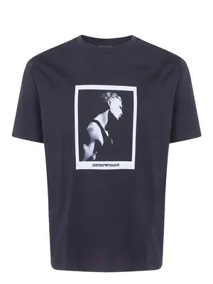 Emporio Armani Printed Cotton T-shirt - Black