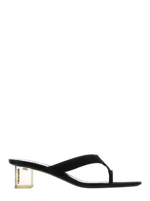 Saint Laurent Satin Frida Thong Mules - Black