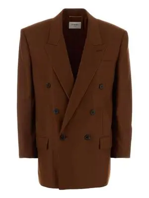 Saint Laurent Wool And Cashmere Double Breasted Blazer - Multicolor