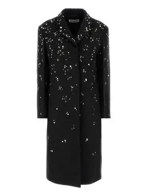 JIL SANDER Embroidered Wool Overcoat - Multicolor
