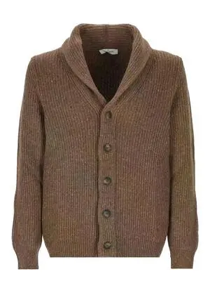 GRAN SASSO Ribbed Shawl-collar Cardigan - Brown