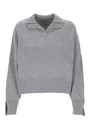 PUROTATTO Cashmere Spread Collar Sweater - Grey