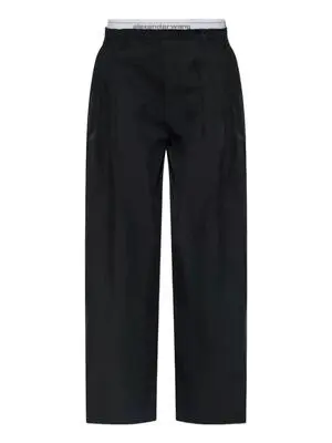 Alexander Wang Logo-waistband Pleated Trousers - Black