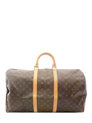 LOUIS VUITTON Monogram Keepall 55 Travel Bag - Brown