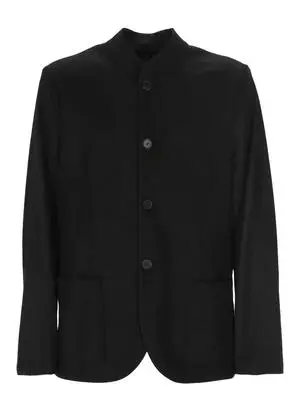 Harris Wharf London Mandarin-collar Button-up Coat - Black