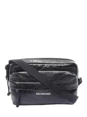 Balenciaga Explorer Lambskin Cross Body Camera Bag - Black
