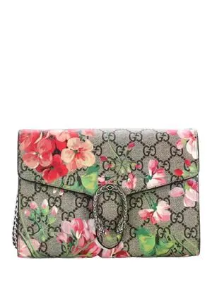 Gucci Dionysus Chain Wallet Blooms Print Gg Coated Canvas Small Cross Body Bag - Brown