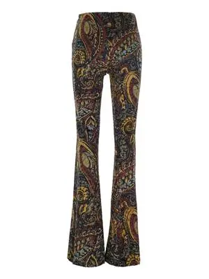 Etro Paisley-print Flared Trousers - Black