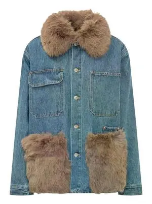 AVA ADORE Faux-fur Trim Denim Jacket - Blue