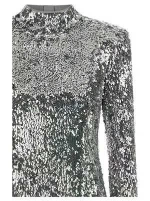 Balmain Sequin-embellished Structured-shoulder Mini Dress - Silver